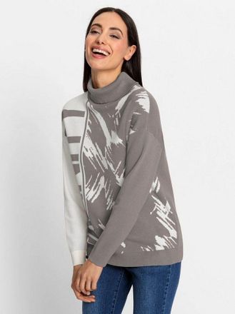 Heine Strickpullover Rollkragenpullover Langarm Feinstrick, Jacquard