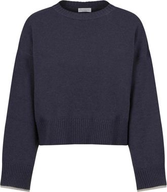 Brunello Cucinelli Femme, Pulls, Bleu, Taille: 40 FR Cashmere Sweater