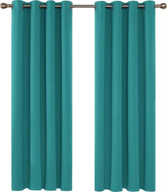 Deconovo Blickdichte Gardinen Ösen Vorhang Blickdicht Vorhänge Wohnzimmer Verdunkelung, 183x117cm(HöhexBreite), Türkis, 2er Set