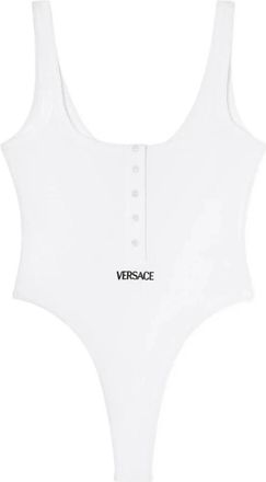 Versace Femme, Tops, Blanc, Taille: 38 FR Haut en coton c&ocirc;tel&eacute;