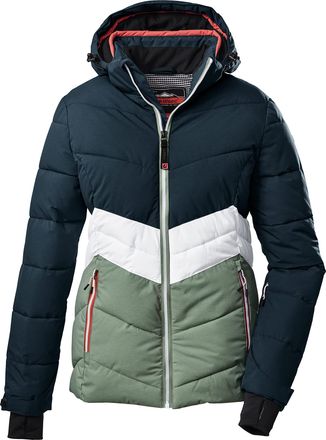 Killtec Damen Ksw 1 Wmn Ski Qltd Jckt Winterjacke Jacke in Daunenoptik mit abzippbarer Kapuze und Schneefang, grüngrau, 36 EU