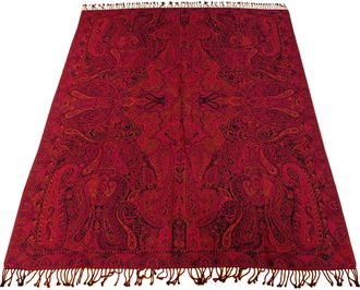 Lorenzo Cana Luxus Decke Jacquard gewebt aus Baumwolle mit feinster Wolle vom Merino Lamm, Paisley Decke Wolle Sofadecke Picknickdecke Plaid 140 cm x 200 cm - 9626