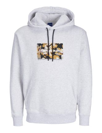 Jack & Jones Herren Kapuzenpullover Gedruckt, White Melange,XS