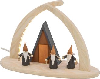 Seiffener Volkskunst | Fensterbeleuchtung Weihnachtsbeleuchtung | LED Spitzbogen Weihnachtsbogen Schwibbogen Lichterbogen | Weihnachtsdeko aus dem Erzgebirge | 29x21 cm | 