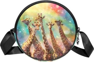 Generic Sac &agrave; bandouli&egrave;re rond pour femme, sac &agrave; bandouli&egrave;re color&eacute; avec fermeture &eacute;clair, bretelles r&eacute;glables, sac &agrave; main rond d&eacute;contract&eacute; pour femmes et fil