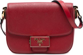 Prada Red Saffiano Lux Embleme Crossbody