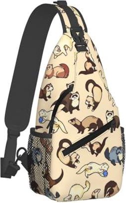 Generic Sacoche Homme Bandouliere Furet poilu Casual Sling Bag R&eacute;glable Cross Body pour Camping Voyage &eacute;cole