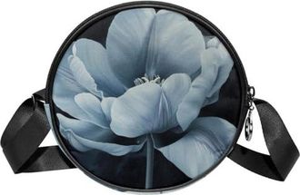 Generic Sac &agrave; bandouli&egrave;re circulaire pour femme, petit sac &agrave; bandouli&egrave;re tulipe avec fermeture &eacute;clair, bretelles r&eacute;glables, sac &agrave; main rond d&eacute;contract&eacute; pour f