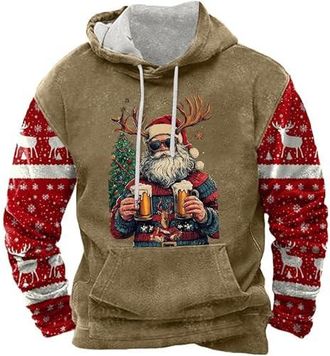 Generic Sweatshirts de No&euml;l pour hommes - Sweatshirts graphiques vintage de No&euml;l - Manches raglan de cowboy occidental - Pulls hauts - Cadeaux de f&ecirc;te de vaca