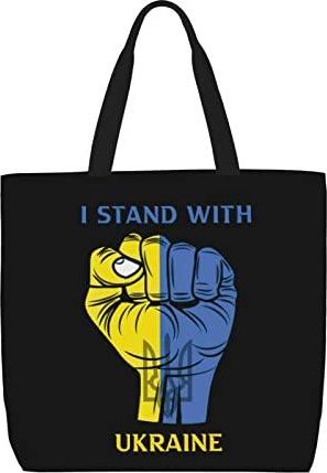 Generic Sac De Courses Je Soutiens LUkraine Sac Biblioth&egrave;que R&eacute;utilisable Avec Poign&eacute;es Sacs En Toile, Pour Burea, Shopping, Voyage, &Eacute;cole