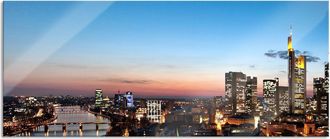 Pixxprint Glasbild Panorama, Wandbild aus Echtglas, Frankfurt Skyline, 120x50 cm, inkl. Aufhängung und Abstandshalter
