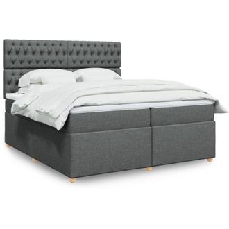 vidaXL Boxspringbett mit Matratze Dunkelgrau 200x200 cm Stoff Vidaxl