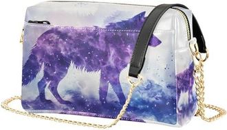 Mnsruu Sacs à bandoulière pour femme, sac à main en cuir avec motif loups violets