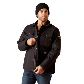 Ariat Mens Rebar DuraCanvas Sherpa-Lined Coat Long Sleeve in Black, Size X-Small, by Ariat