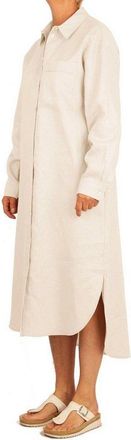 White Label Midikleid Midi-Hemdblusenkleid aus Leinen