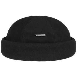 Stetson Sparr Umschlagm&uuml;tze Dockerm&uuml;tze M&uuml;tze Winterm&uuml;tze f&uuml;r Herren Fleecefutter Wollm&uuml;tze mit Umschlag, Docker, Futter,, schwarz, XXL (62-63 cm)