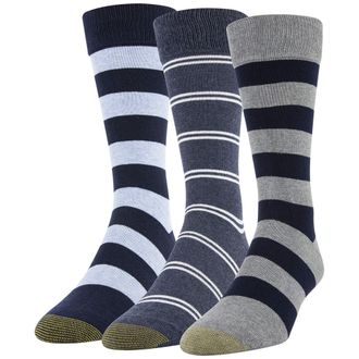 Gold Toe Herren Timeless Classics Crew 3 Paar Socken, Grau/Denim/Angel Blue, Large (3er Pack)