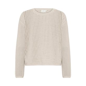 Kaffe Graue Feder H&auml;kel Pullover Gestrickt - - Knitwear - Damen - Grau - XL