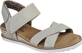 Skechers BOBS Womens Desert Kiss-Secret Picnic Flat Sandal, Natural, 8.5 M US