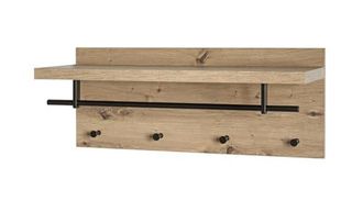 Haku Möbel garderobe Murale chêne, Noir, MDF, métal - Dim.: L 75 cm x H 30 cm x P 26 cm, Style: Modern