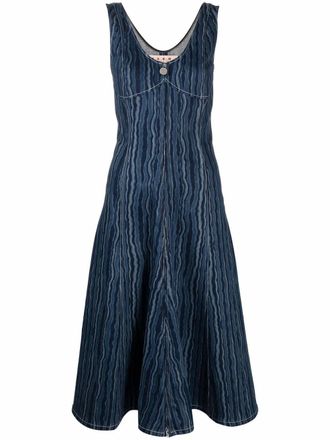 Marni robe en jean &agrave; design sans manches - Bleu