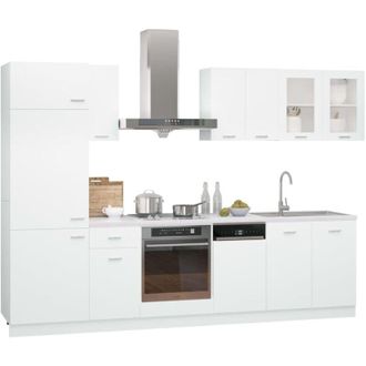 vidaXL 8-tlg. K&uuml;chenzeile Lyon Wei&szlig; Holzwerkstoff Vidaxl