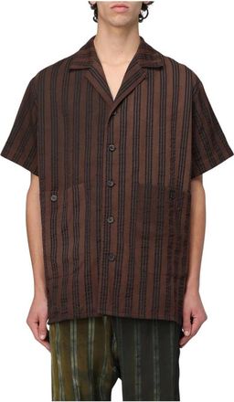 Uma Wang UMA Wang, Homme, Chemises, Brun, Taille: M Chemise D&eacute;contract&eacute;e &agrave; Rayures Marron