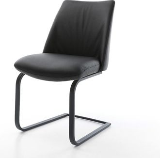 DELIFE Freischwinger Elso-Flex Echt-Leder Schwarz Freischwinger flach Schwarz Taschenfederkern, Esszimmerstühle