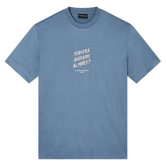 Emporio Armani Homme, Tops, Bleu, Taille: L T-shirt Graphique Brod&eacute;