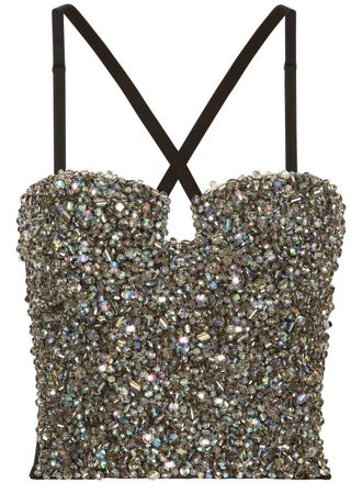 Dolce & Gabbana KIM DOLCE&GABBANA Korsett-Top mit Strassverzierung - Schwarz