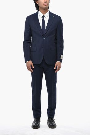 Corneliani CC COLLECTION Nadelstreifenanzug aus Wolle mit spitzem Revers Corneliani