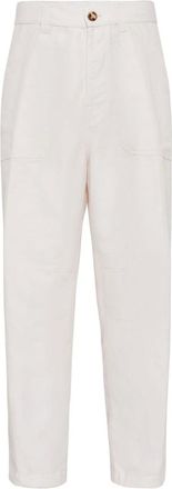 Brunello Cucinelli Homme, Pantalons, Blanc, Taille: S Straight Pantalons