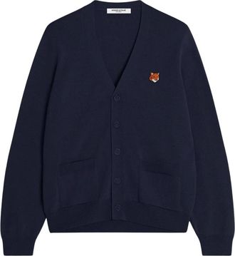 Maison Kitsun&eacute; Homme, Pulls, Bleu, Taille: XL Fox Head Merino Regular Cardigan
