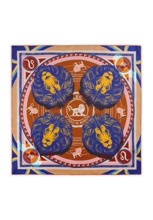 Codello Exklusives Sternzeichen-Tuch aus reiner Seide (L&ouml;we, braun)