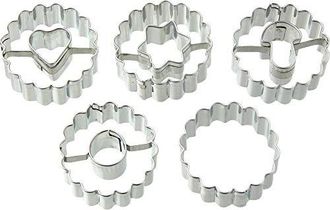 Dr. Oetker 1062 Emporte Linzer No&euml;l lot de 5 pieces &Oslash;3,5 cm argent, Acier Inoxydable, 3.5 x 3.5 x 2.5 cm