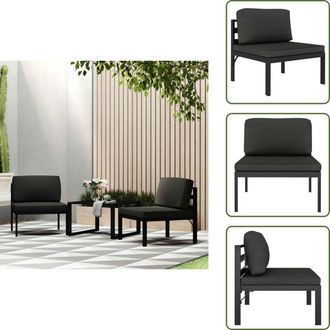 vidaXL Modular-Sofa-Mittelteil mit Kissen Aluminium Anthrazit - Gartensorgsofa - Aluminiumgartenm&ouml;bel - Outdoor Lounge - Balkonm&ouml;bel - Sofamitteil