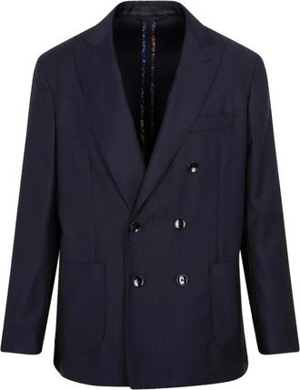 Etro Homme, Vestes, Bleu, Taille: S Blazer ray&eacute; crois&eacute;