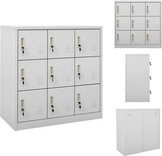 vidaXL Schließfachschrank Hellgrau 90x45x92,5 cm Stahl - Schliessfachschrank - Metallschrank - Garderobenständer - Büroorganisation - Lagerraum
