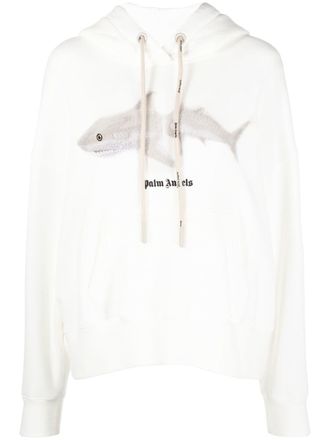 Palm Angels hoodie en coton à logo imprimé - Blanc