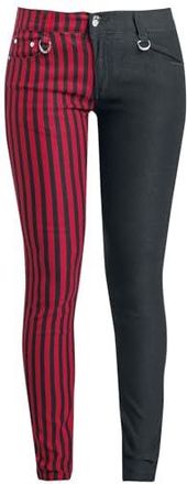 Banned Alternative Pantalon Punk Femme Pantalon en Toile Noir/Rouge W30L34