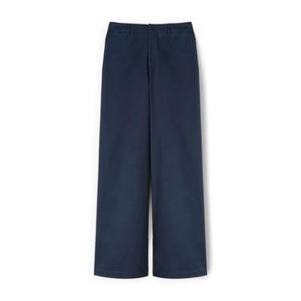 Motivi Pantalon palazzo en twill de coton - Femme - Pantalons - Bleu - Taille: 40 FR