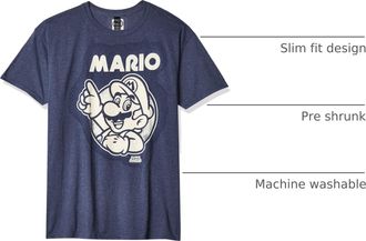 Nintendo Herren So Mario T-Shirt, Marineblau, meliert, Mittel
