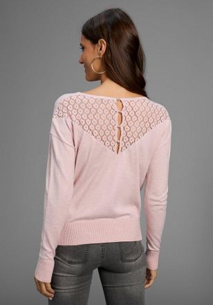 Laura Scott Strickpullover softer Winterstrick mit Spitzendetial