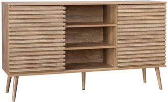 Sweeek Skandinavisches Sideboard in Holzdekor mit 2 geriffelten Schiebetüren b 140 cm - Sweeek