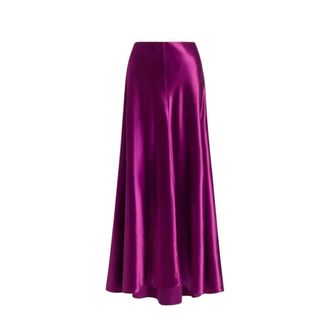 Alberta Ferretti Femme, Jupes, Violet, Taille: 44 FR Glossy Satin Long Skirt