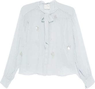 Forte_Forte Kristallverziertes Hemd mit Krawatte - Blau