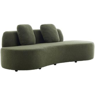 Sweeek Sweeek - Canap&eacute; virgule organique 3 places en tissu bouclette l 232 x p 97 x h 68cm en Bouclette Kaki