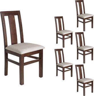 M&S Collection M&s - Lot de 6 chaises en hêtre chêne foncé assise tissu beige - martha