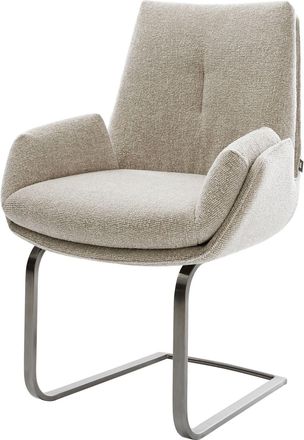 DELIFE Schwingstuhl Clea-Flex Freischwinger flach Graphit Webstoff Soft Beige