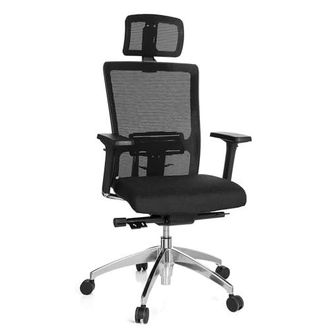 hjh OFFICE 657501 Profi B&uuml;rostuhl Astra LUX Stoff/Netz Schwarz Drehstuhl mit Lordosenst&uuml;tze, Armlehnen h&ouml;henverstellbar